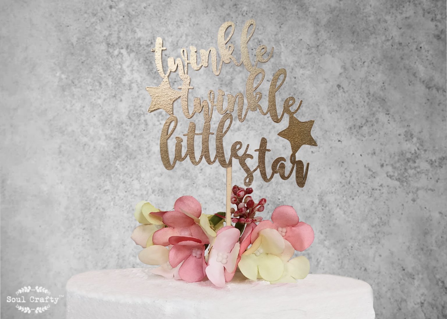 Shimmer Gold Twinkle twinkle little star cake topper – Soul Crafty