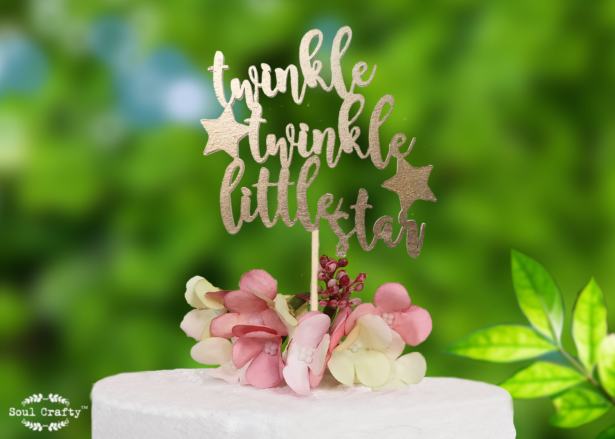 Shimmer Gold Twinkle twinkle little star cake topper – Soul Crafty