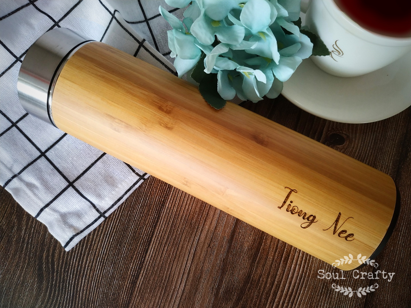 Bamboo thermal bottle with tea strainer 16.9oz – 500ml, 304 stainless ...