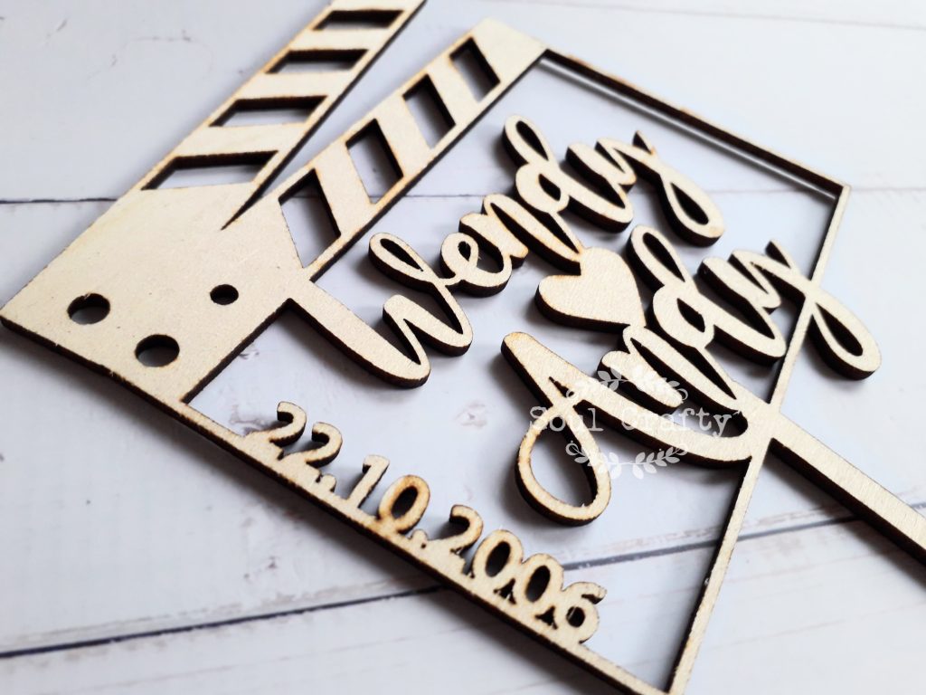 Movie clapper board wooden cake topper, Movie theme wedding cake topper ...